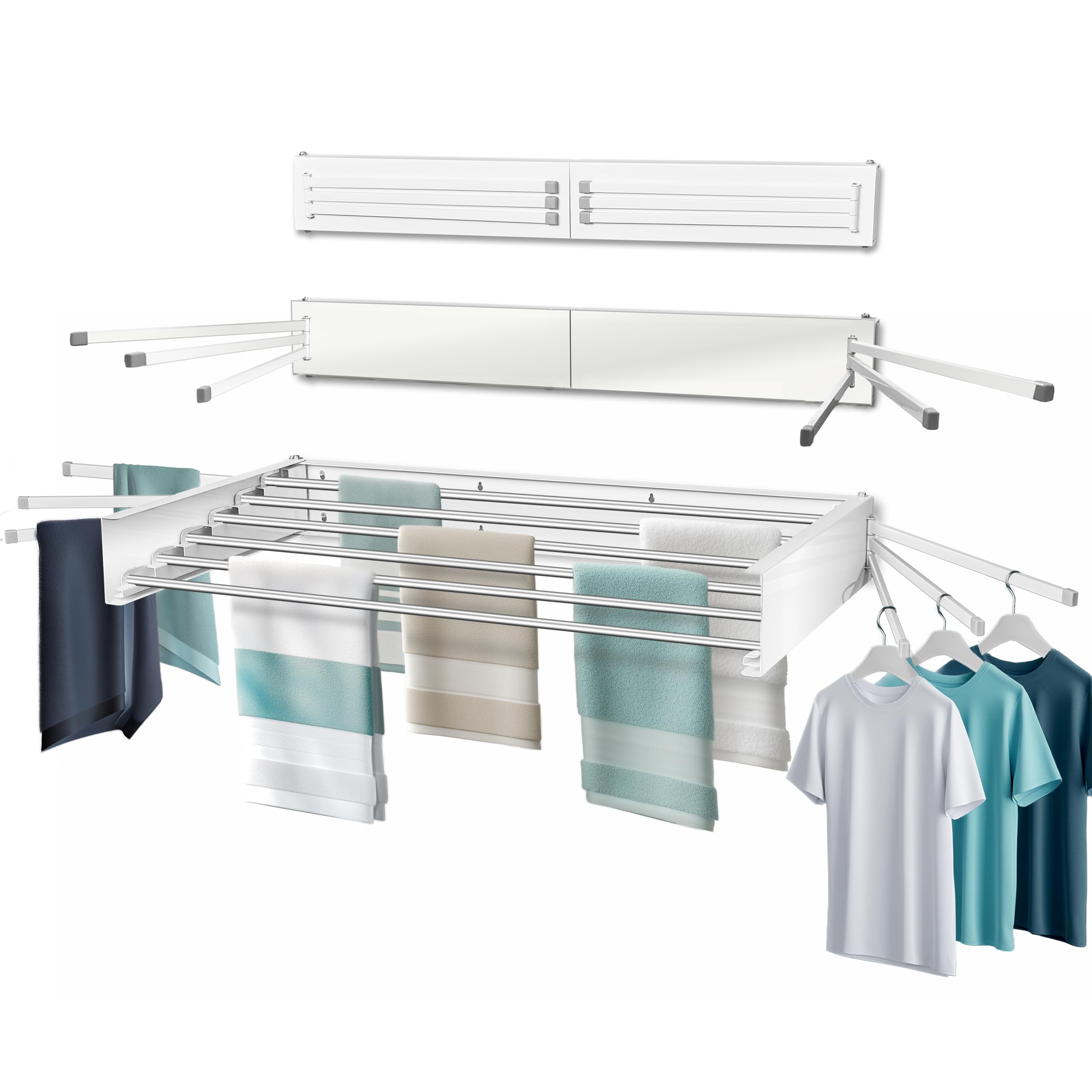 Amazon.com: MODERN-X Wall Mounted Clothes Drying Rack with 6 Swivel ...