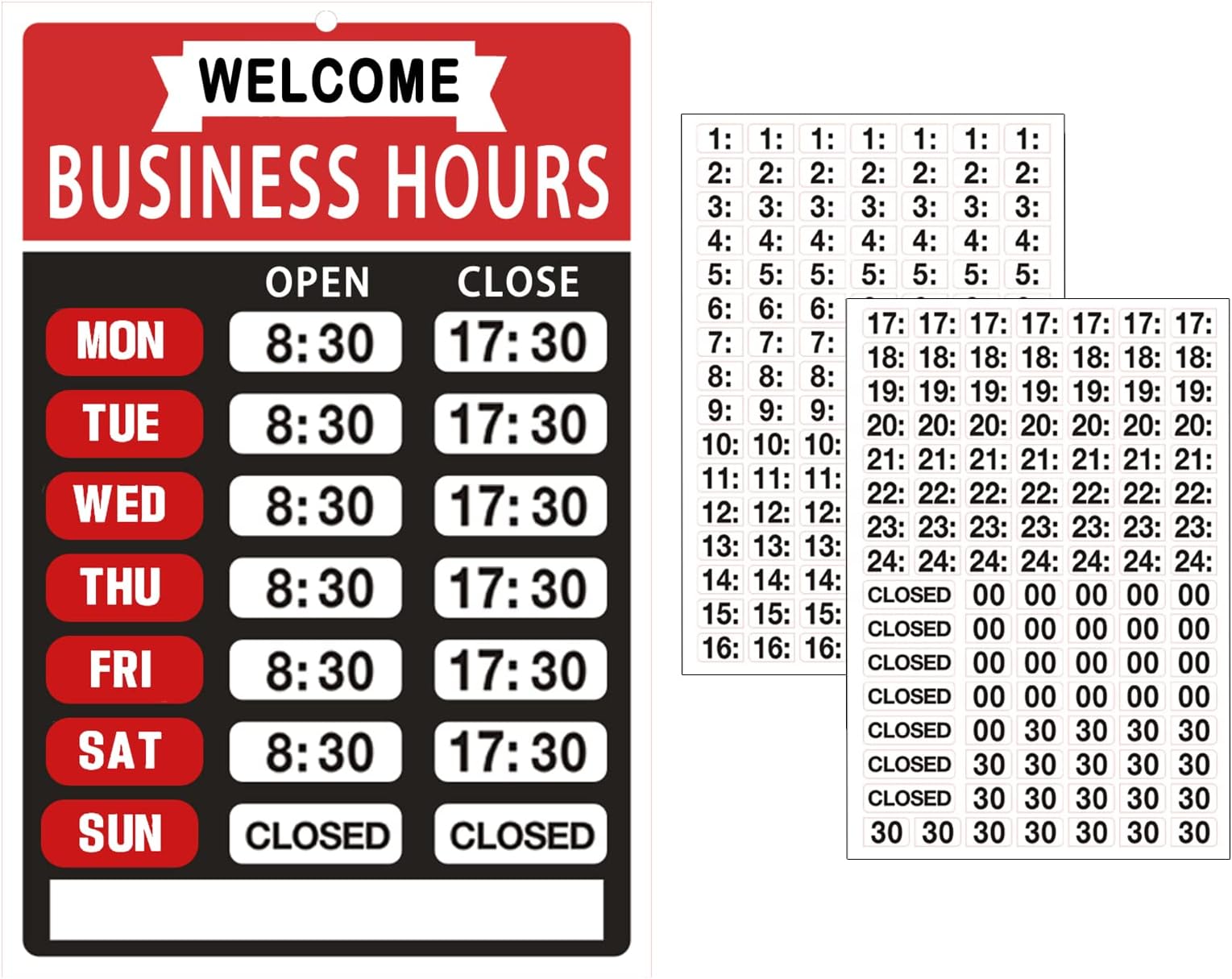 Amazon.com : Cosco Sign Kit, Business Hours, 8 x 12 Inches (098071 ...