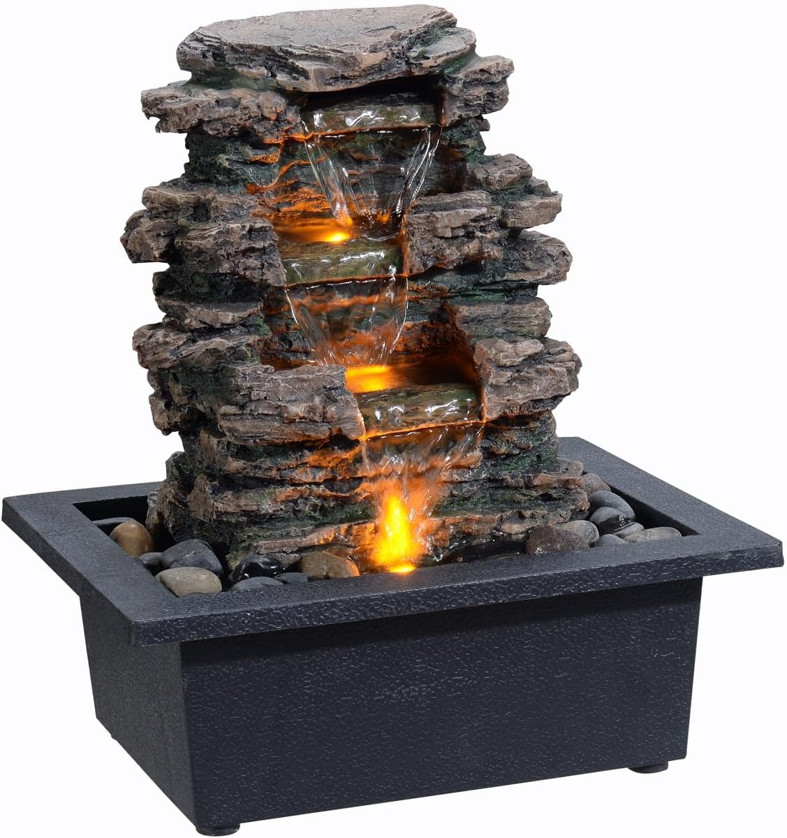 Amazon.com: GOSSI Indoor Fountain Decorative 5-Tier Rockery Tabletop ...