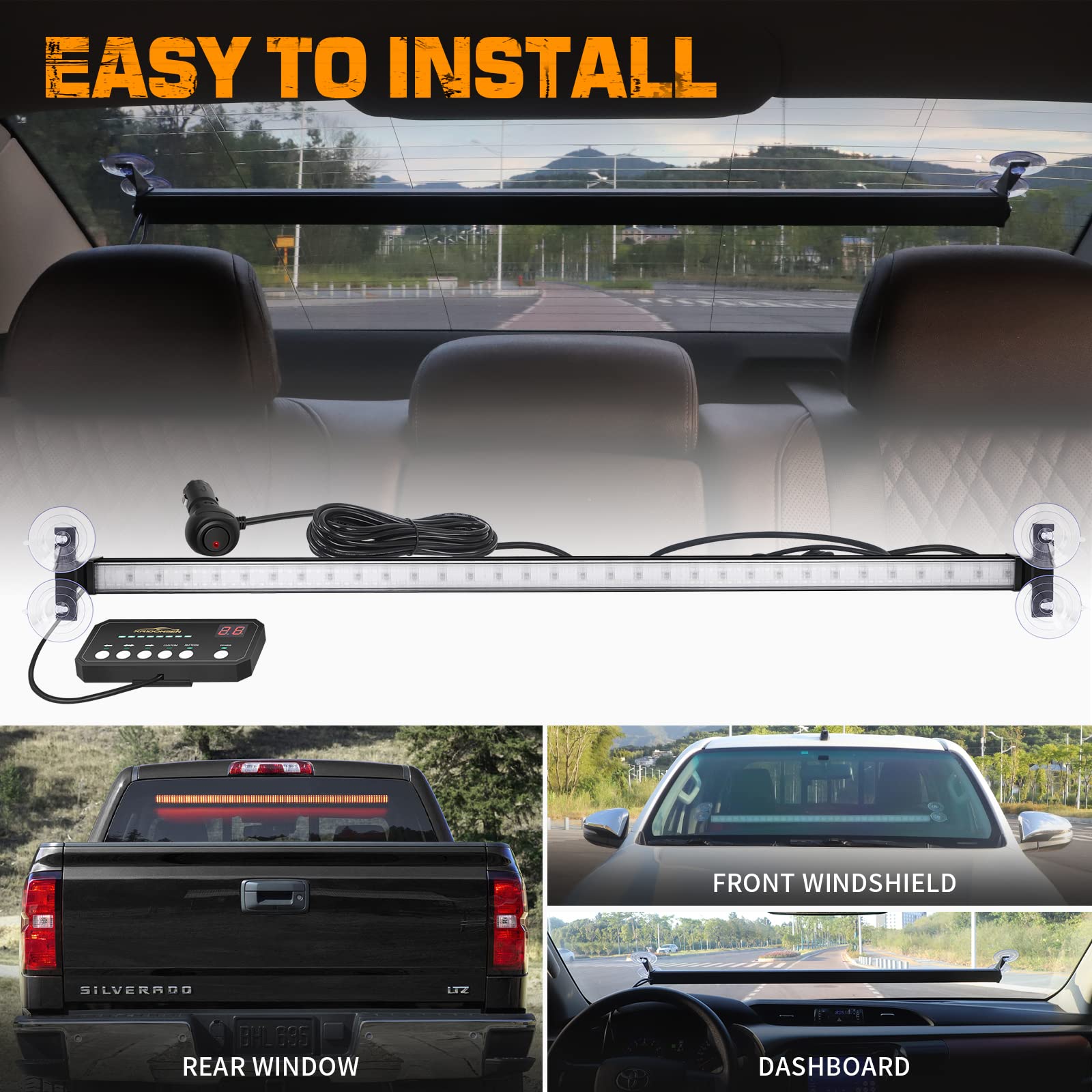 Snapklik.com : 35 Inch Traffic Advisor Light Bar 144 LED Amber Strobe ...