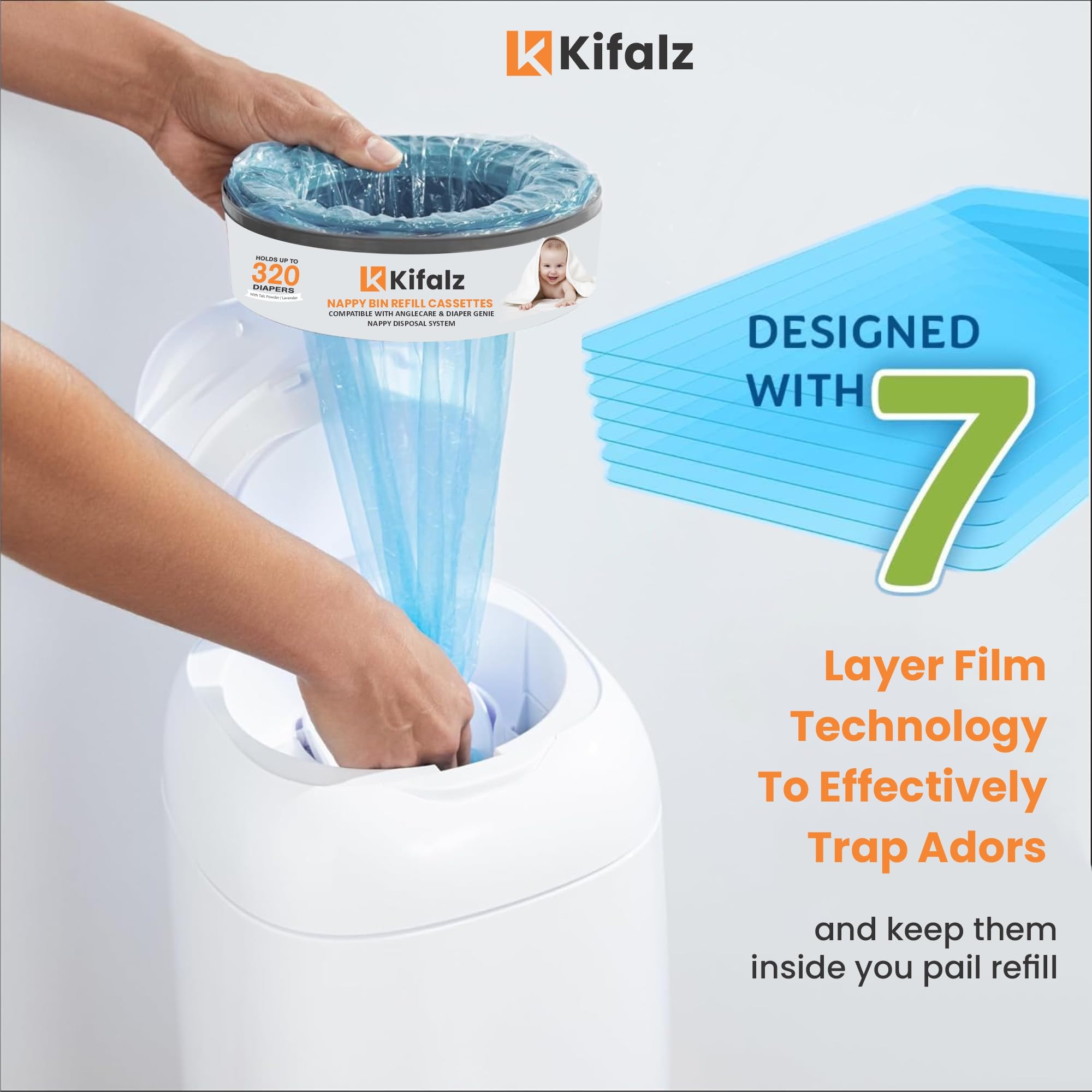 Kifalz Nappy Bin Refill Cassettes | 4 Pack Refill Cassettes with Nappy ...