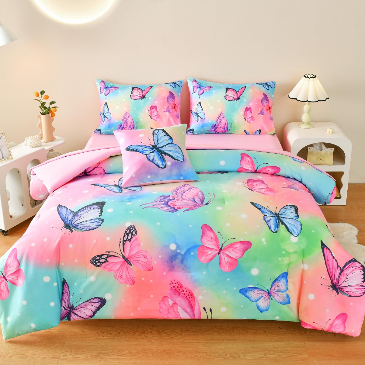 Amazon.com: Tasselily Butterfly Bedding Set Twin, Pink Butterfly ...