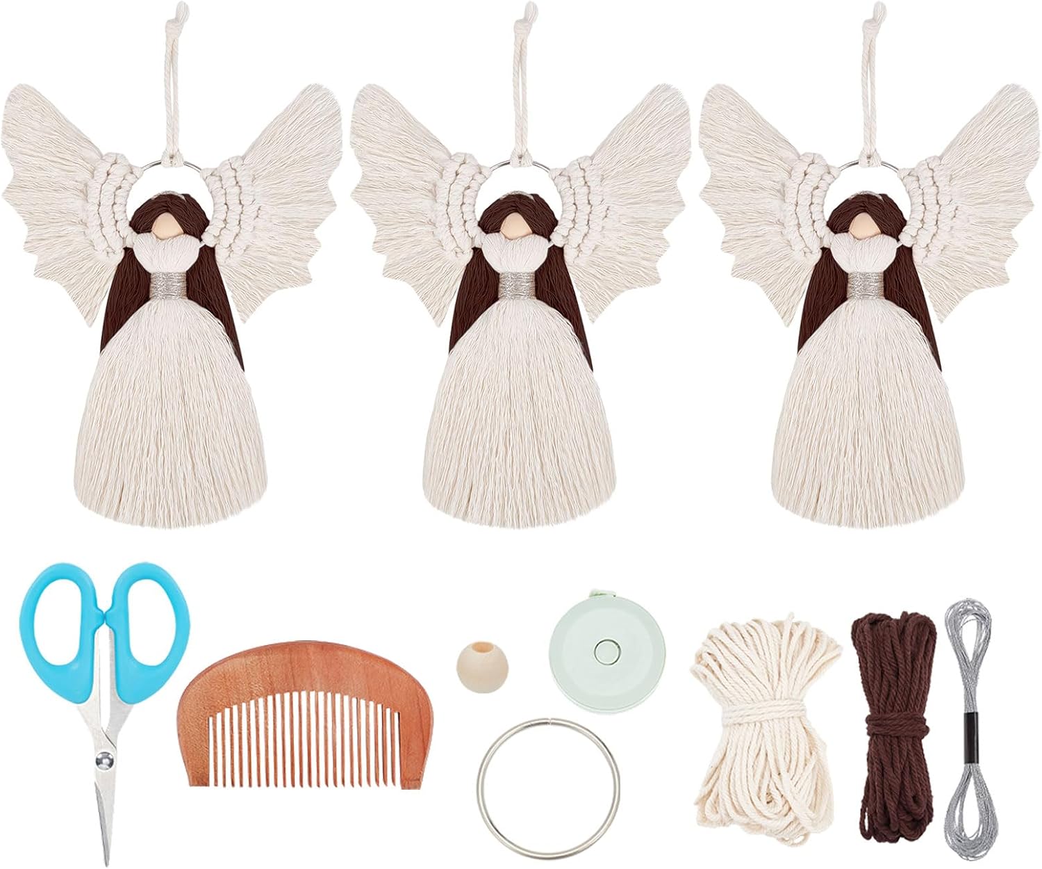 Amazon.com: ORIGACH 3 Set DIY Angel Macrame Kit, Boho Macrame Angel ...