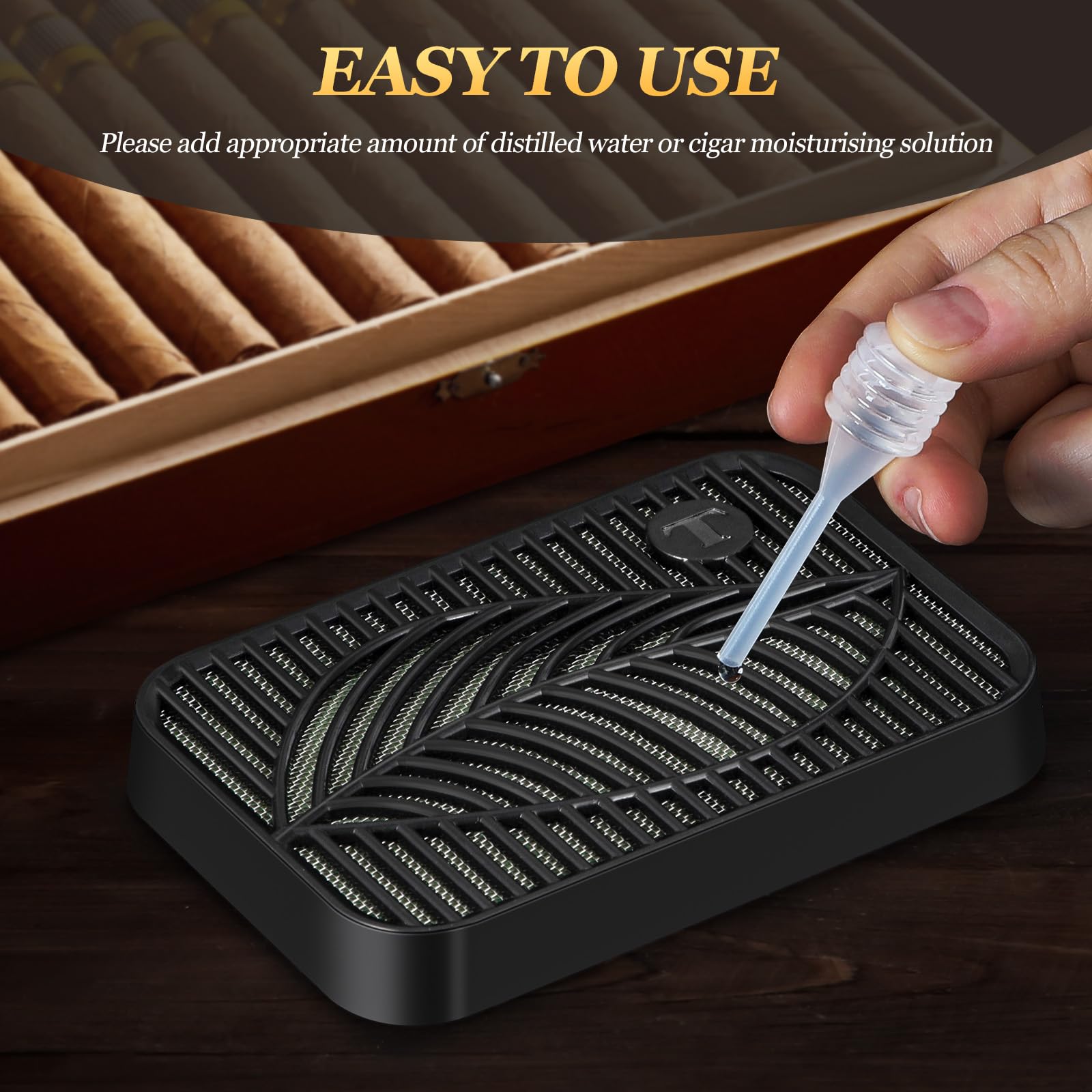 Snapklik.com : Cigar Humidifier, Rectangle Black Premium Cigar Humidor ...