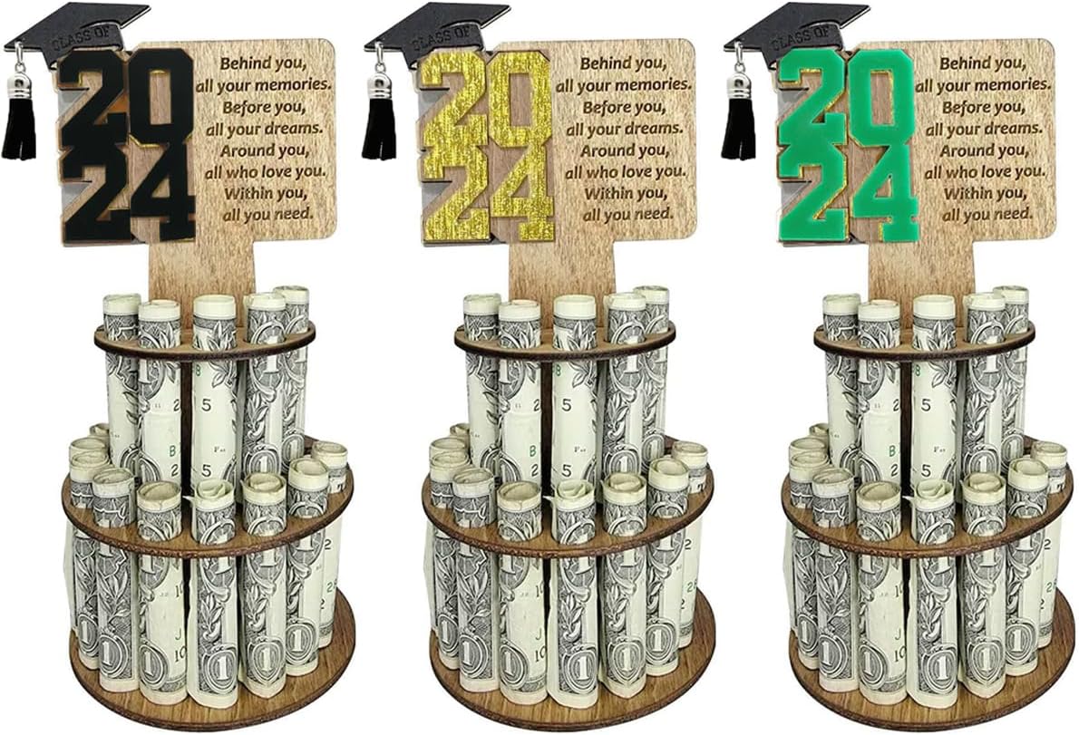 Amazon.com: 3 Pcs Graduation Money Holders, 2024 Wooden Graduation ...