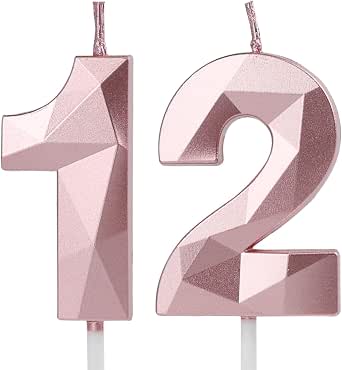 Amazon.com: Number 12 Candles, 12th Birthday Candles, Rose Gold Happy ...