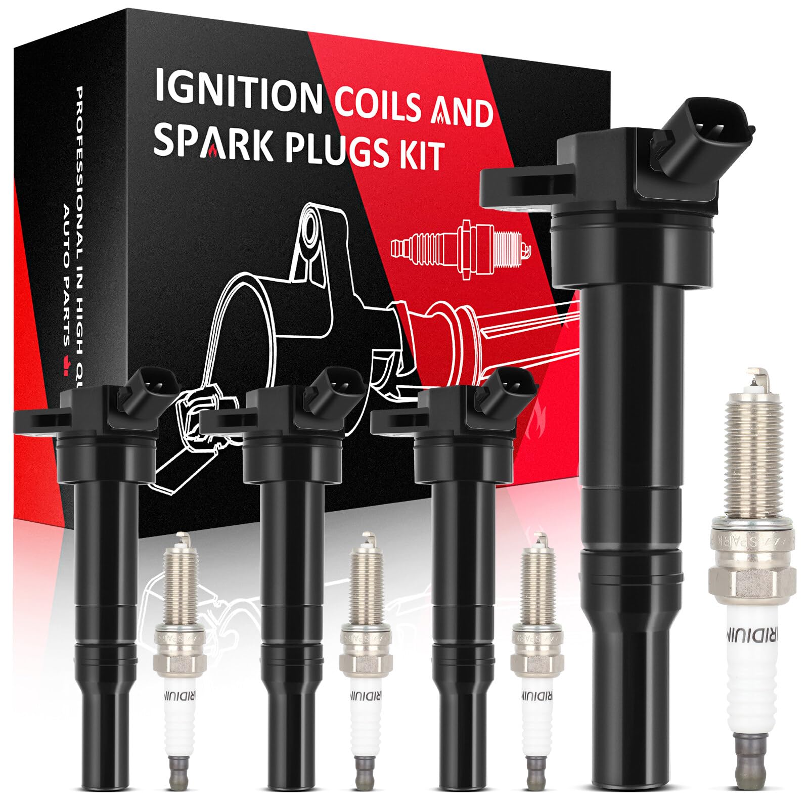 Amazon.com: SCITOO 4 ignition coils with 4 iridium Spark Plugs for ...