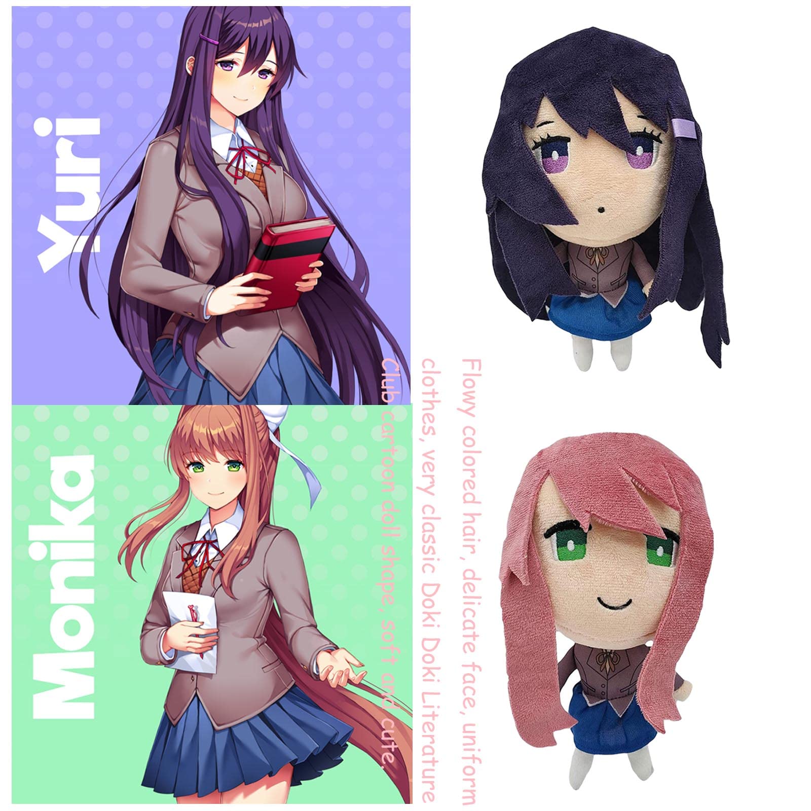Ddlc Plush 8.2in Doki Doki Literature Club Natsuki/Monika/Yuri/Sayori ...