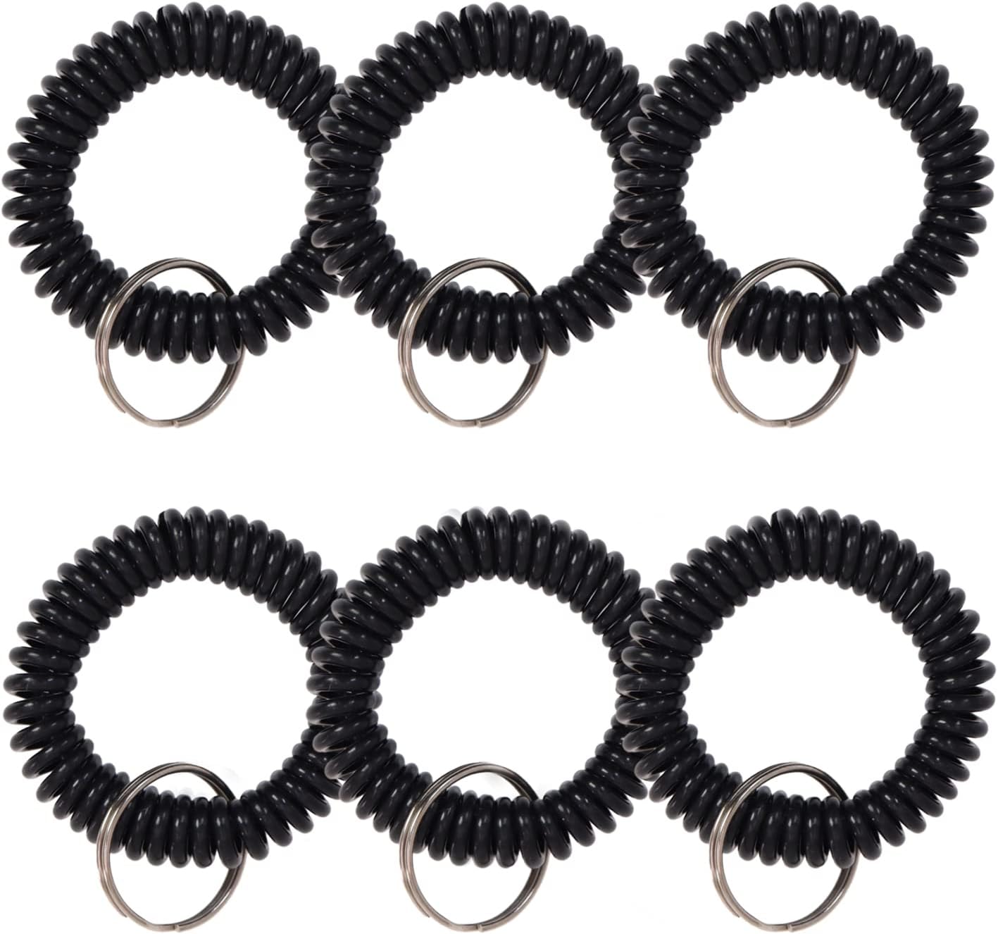 DBOO Pack of 6 Spring Spiral Wrist Coil Key Chain, Wristband Key Ring ...