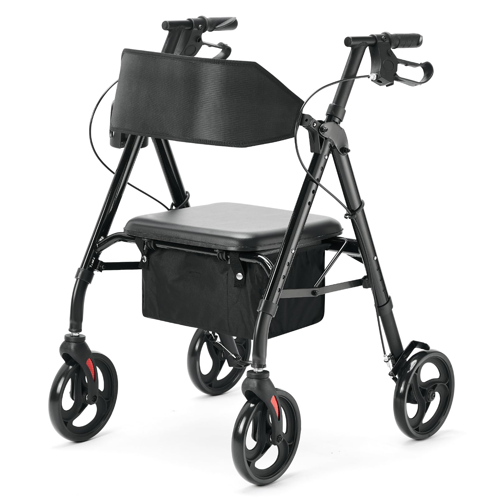 HEAO Rollator Large Wide Seat, Aluminium Rollator with Storage Basket ...