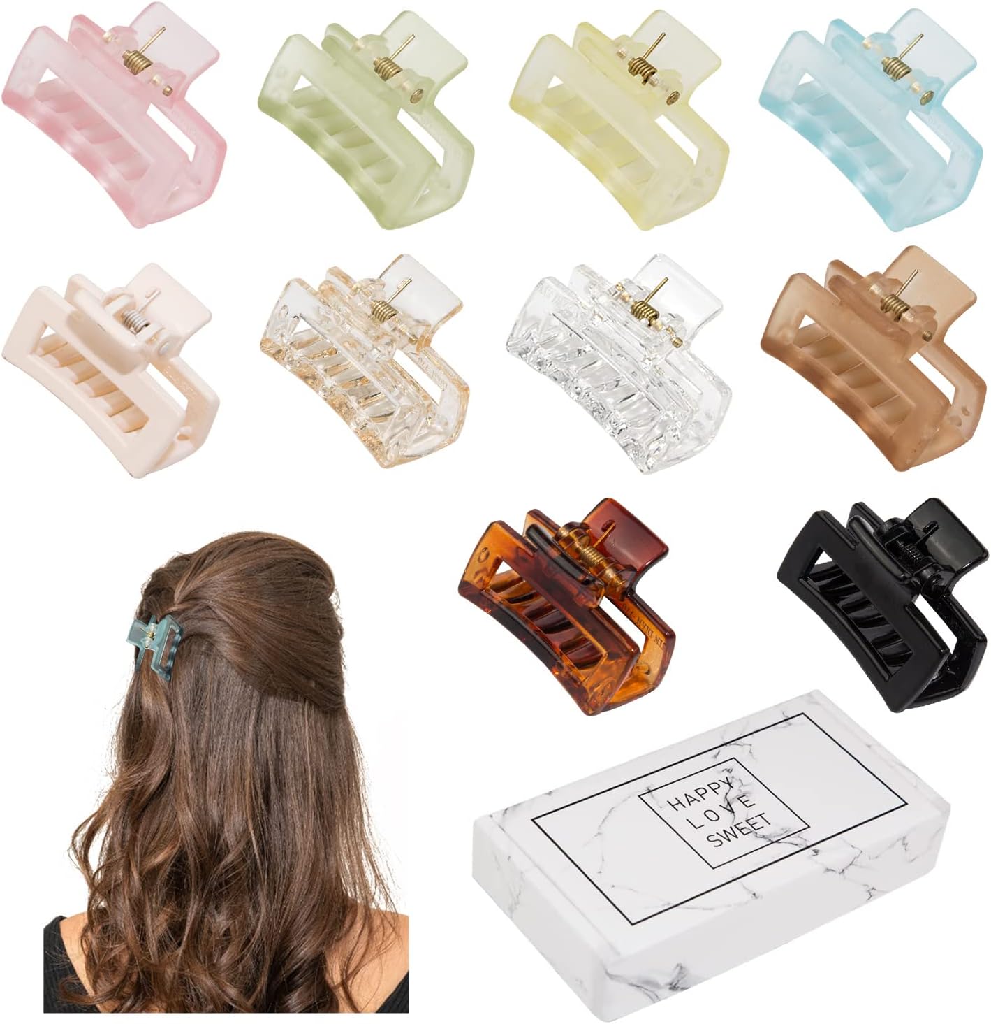 Amazon.com : Cobinaan Medium Hair Clips for Women Girls, 2 x 1 x 1.8 ...