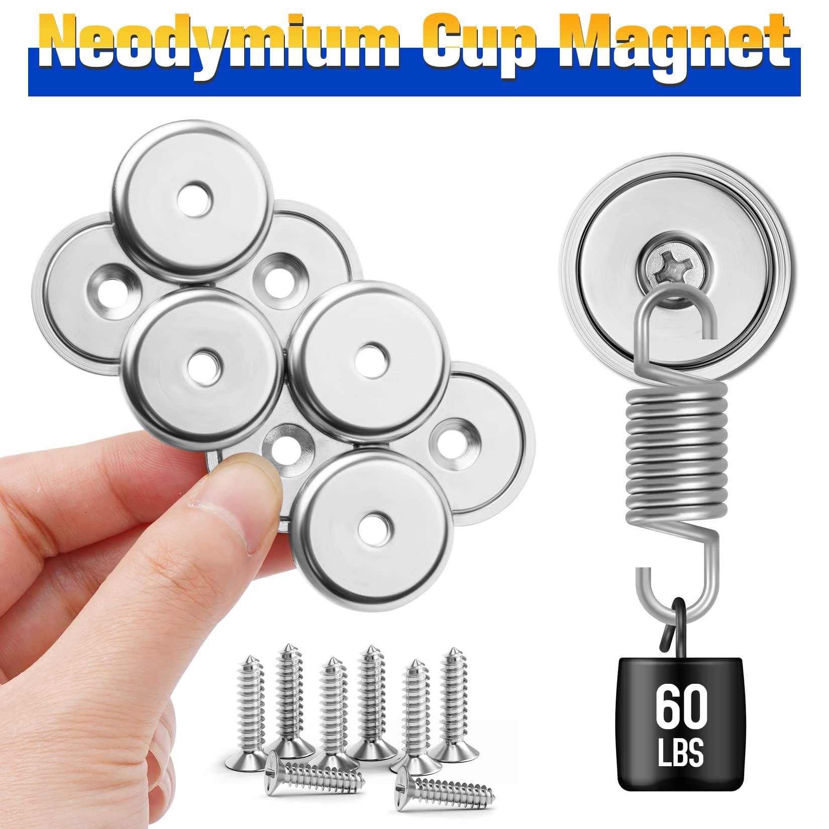 Snapklik.com : 60 Lbs Neodymium Magnets, Heavy Duty, Pack Of 16, Round ...