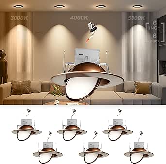 Lightdot 6 inch LED Eyeball Can Light, Gimbal Swivel Recessed Light ...