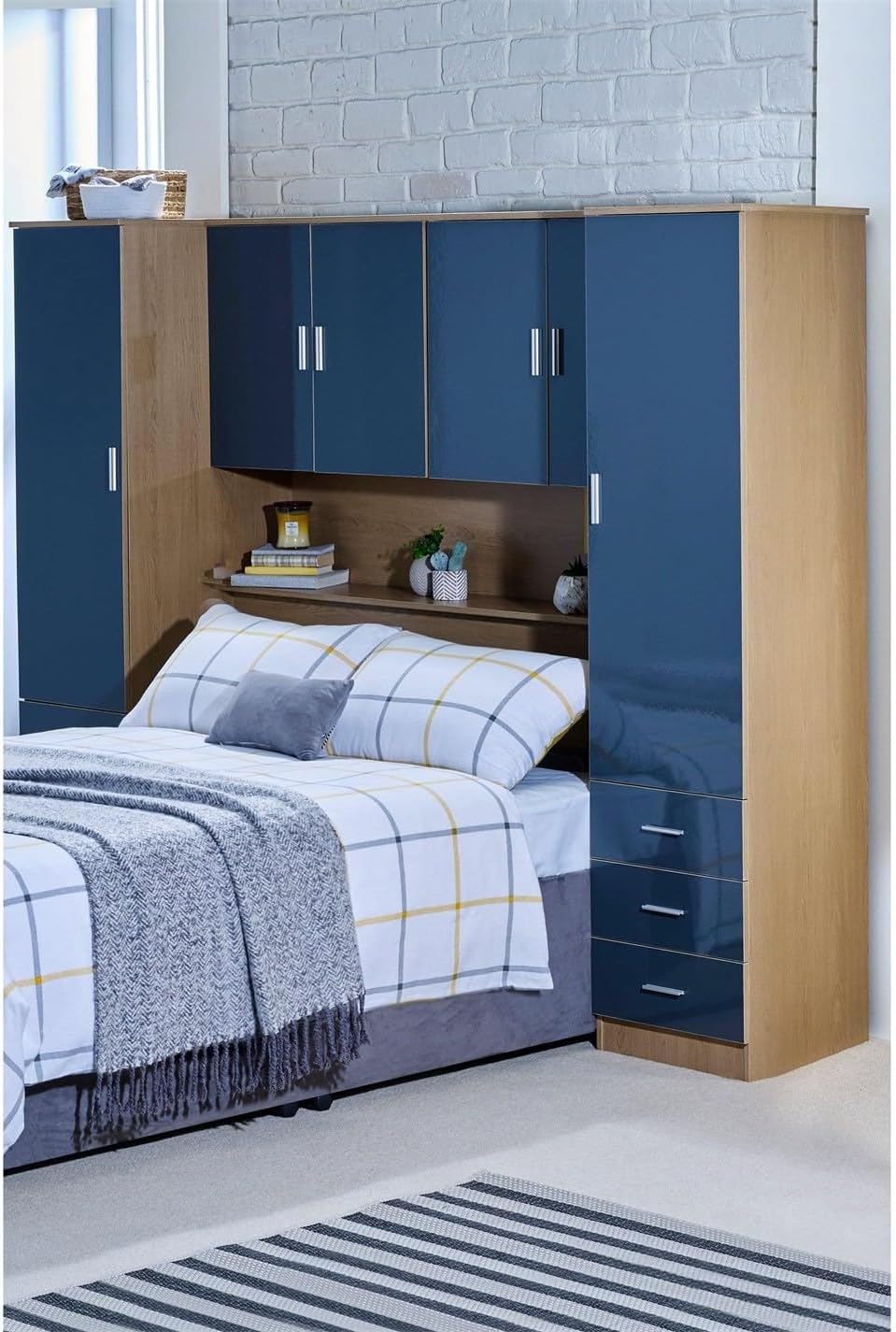 HOMELIFE Carleton Overbed Storage Grey Oak Set : Amazon.co.uk: Home ...
