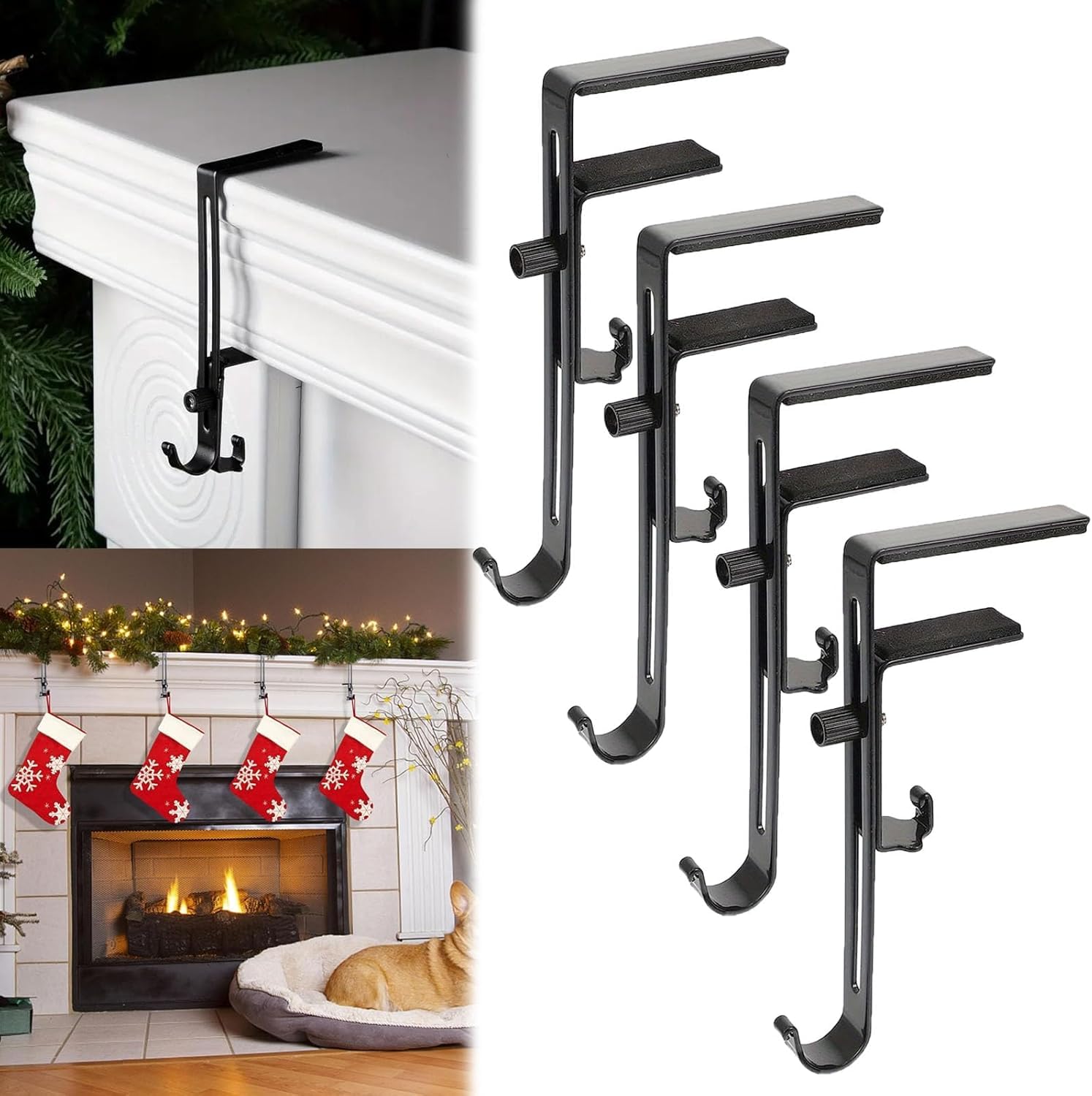 Amazon.com: Garland Hanger and Stocking Mantel Holders, 4 PCS Christmas ...