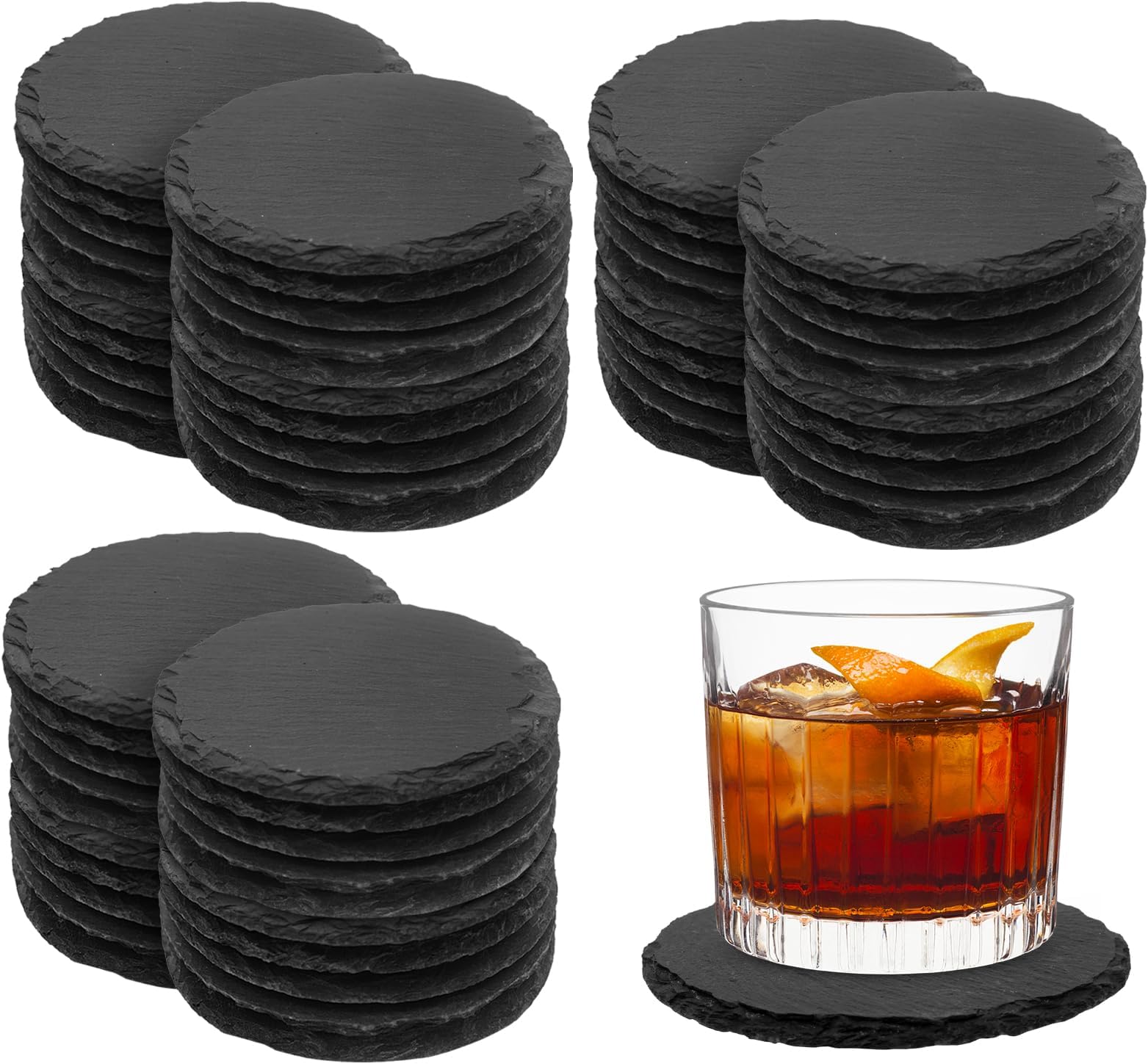 Amazon.com: 70 Pack 4 x 4 Inch Slate Coasters Bulk, Black Square Slate ...