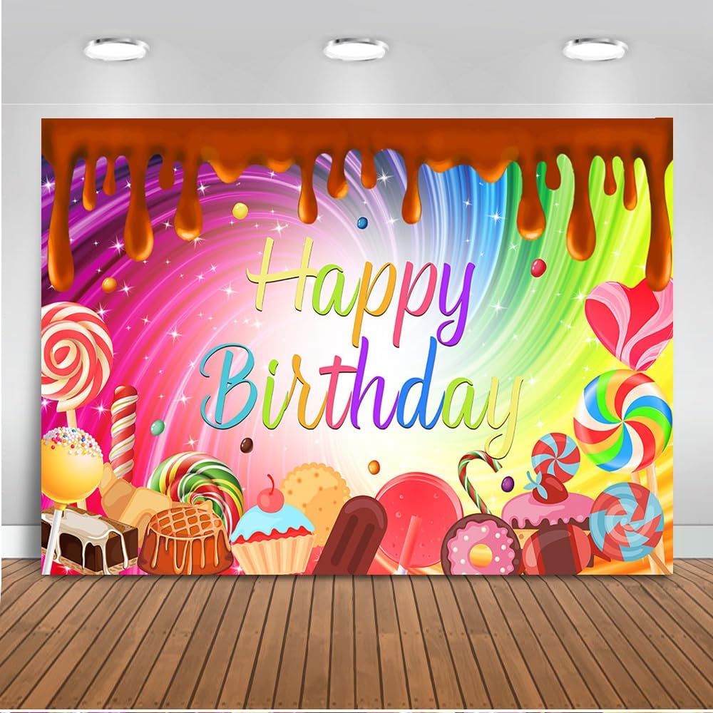 Amazon.com : Mocsicka Candyland Birthday Backdrop Sweet Chocolate Candy ...
