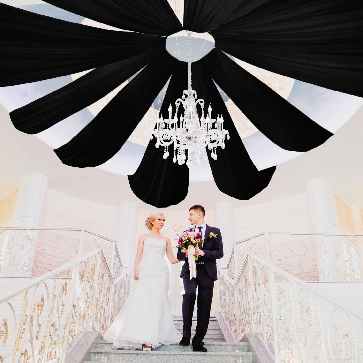 Black Ceiling Drapes Wedding Ceiling Curtains 5x20 FT 2 Panels Draping ...