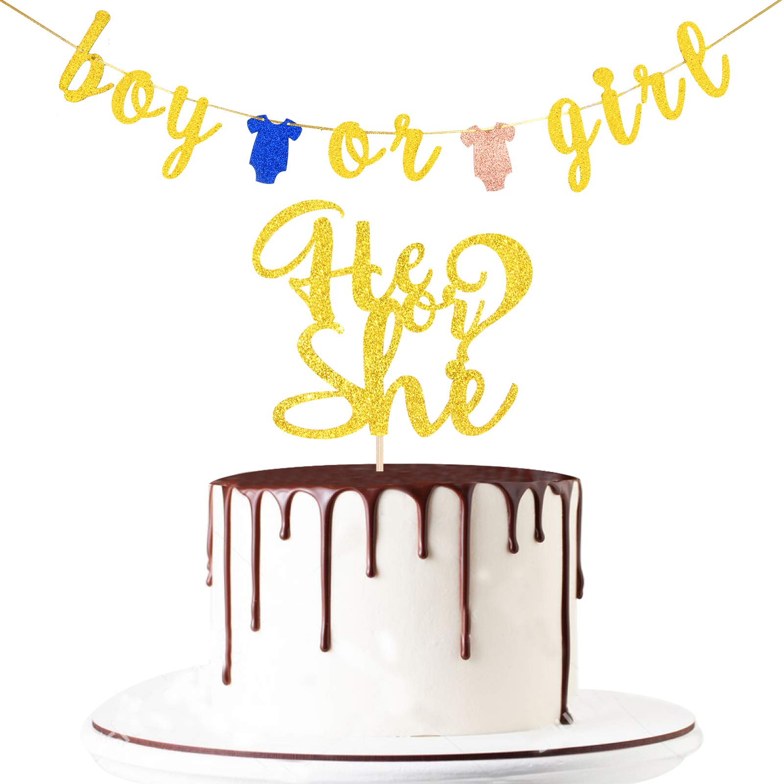 Buy Maicaiffe Gold Glitter Boy Or Girl Banner With He Or She Cake buy-maicaiffe-gold-glitter-boy-or-girl-banner-with-he-or-she-cake