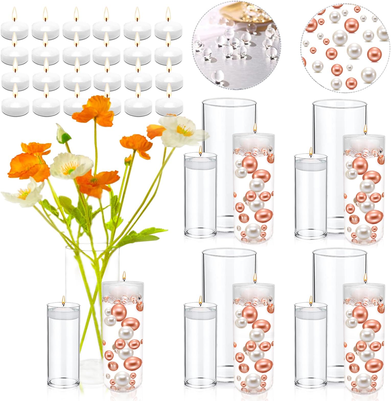 Amazon.com: PNJHDZ Set of 6 Glass Cylinder Vases for Centerpieces with ...