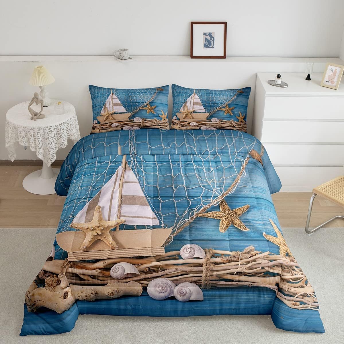 Amazon.com: Erosebridal Coastal Comforter Sets Ocean Bedding King for ...