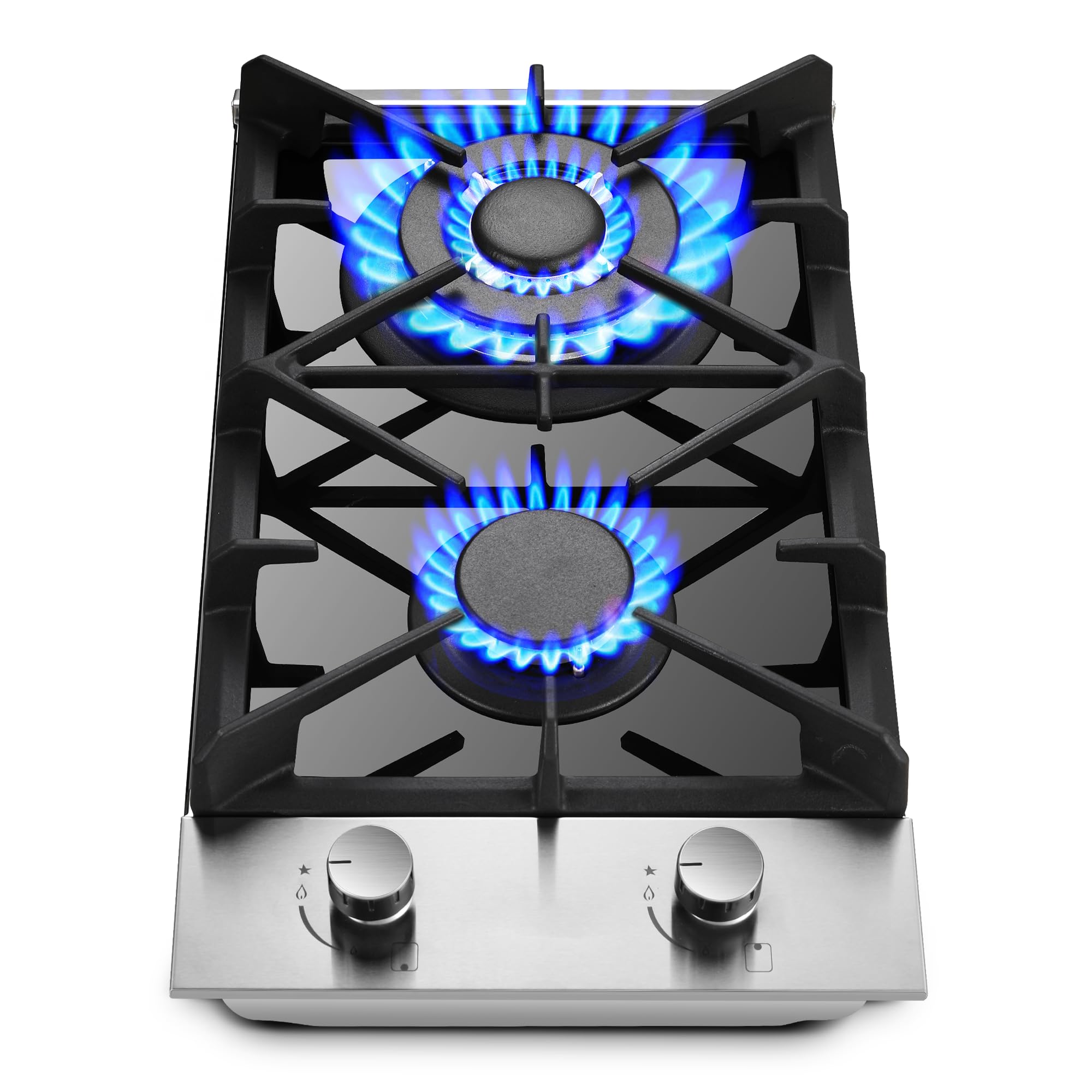 Eascookchef 2 Burner Propane Gas Cooktop, 12 inch LPG/NG Dual Fuel ...