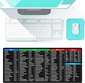 Keyboard Shortcuts Mouse Mat, Anti- Slip English Quick Key Super Large ...