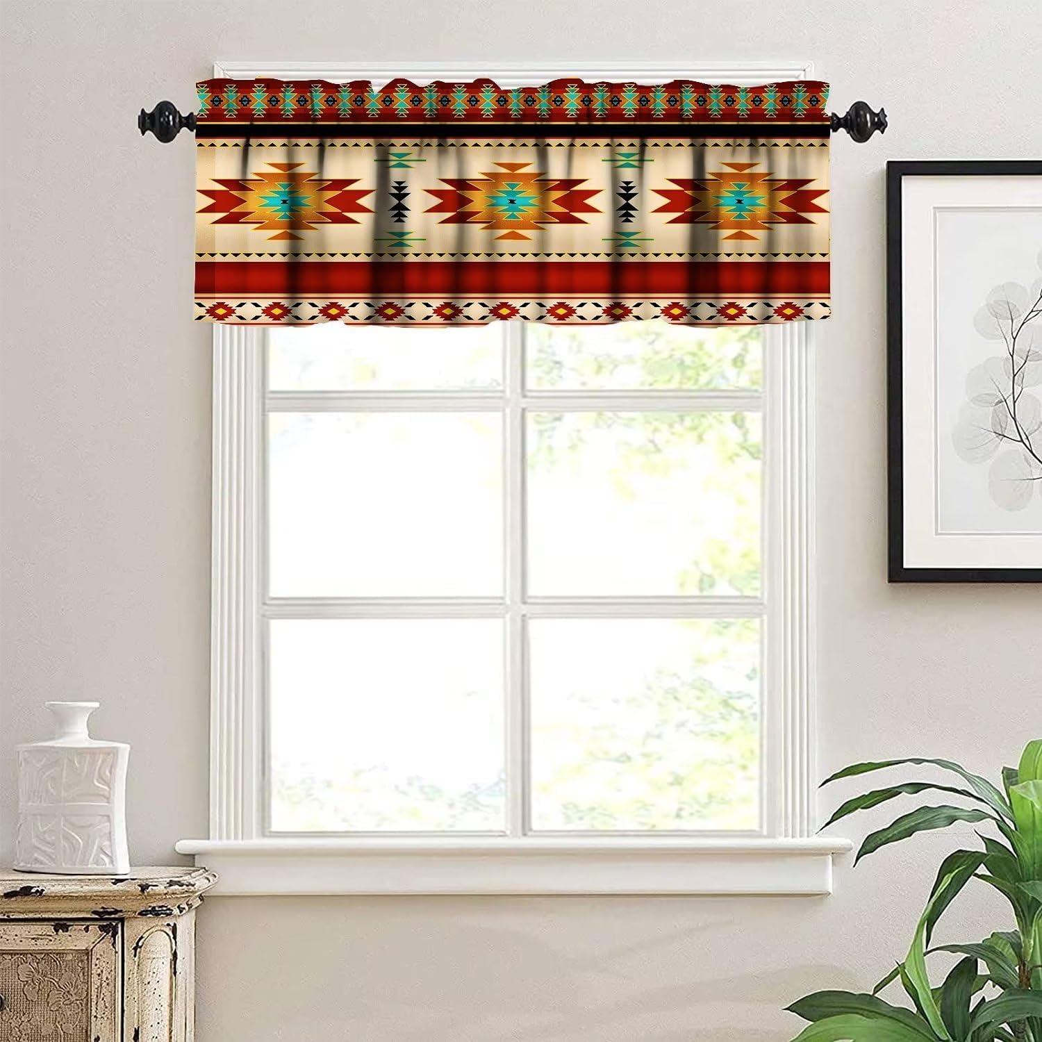 Cenefa de cortina de cocina azteca para ventanas, tratamiento de ...