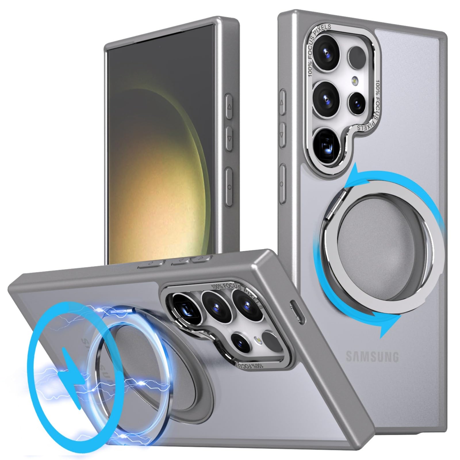 Amazon.com: MUGCOFF for Samsung Galaxy S22 Ultra/S23 Ultra Case with 360°Rotatable Magnetic Ring ...