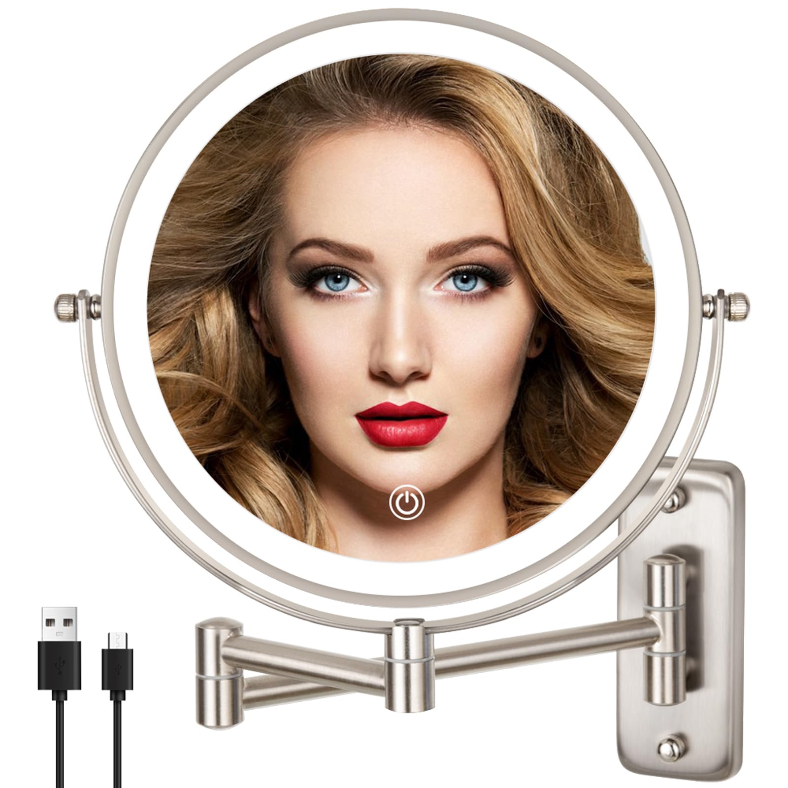 Snapklik.com : 9 Inch Rechargeable Wall Mounted Lighted Makeup Mirror ...