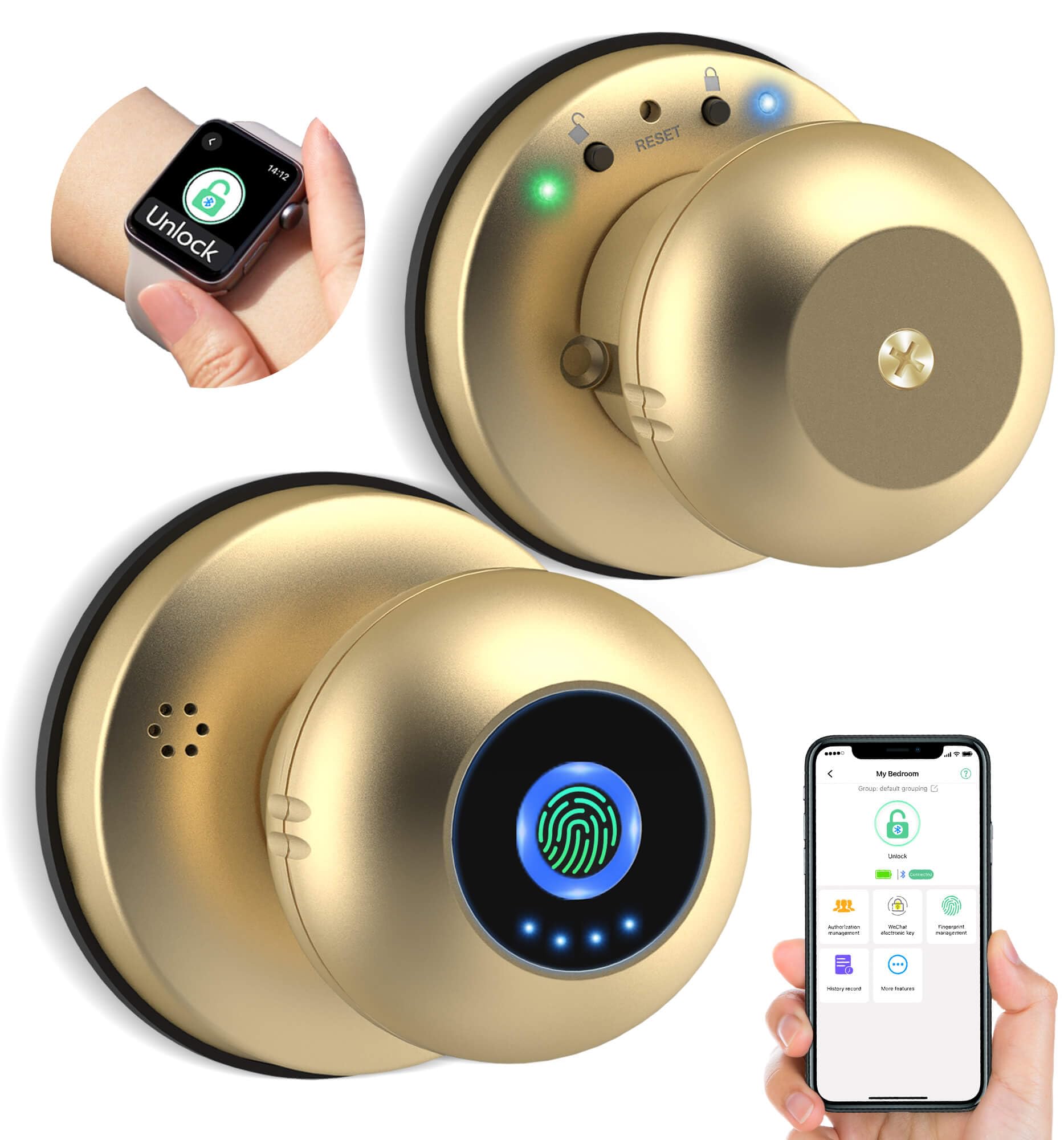 Smart Door Knob with Lock, Anweller Fingerprint Biometric Keyless Entry ...