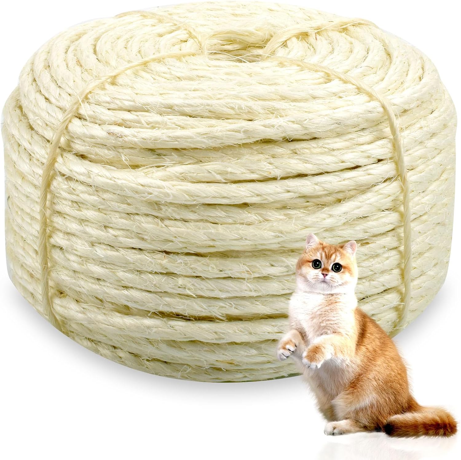 Amazon.com: Sisal Rope for Cat Scratcher, 1/6" mm Diameter 164 FT Cat Natural Sisal Rope for ...