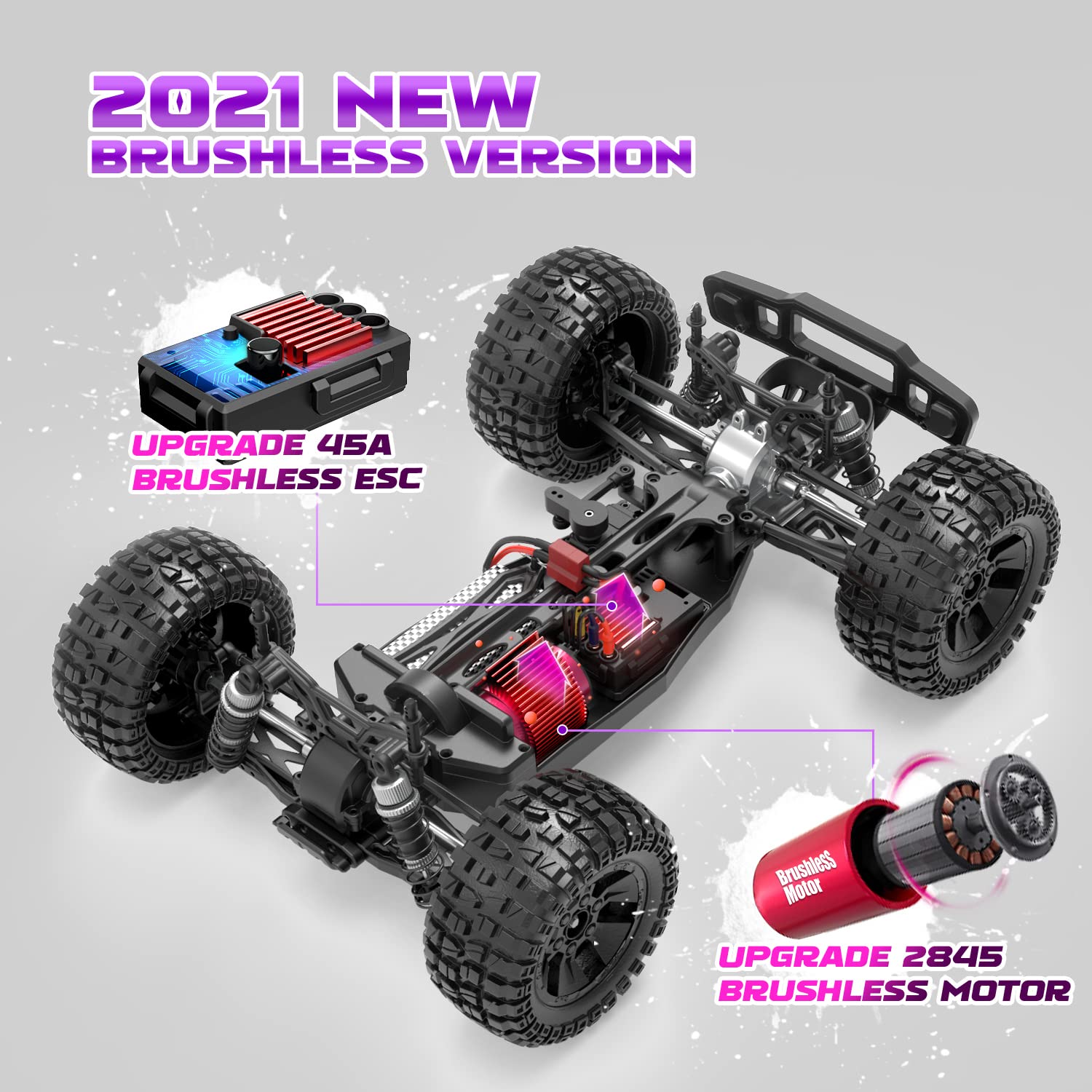 DEERC 200E Large Brushless RC Cars for Adults 1:10 RC Trucks,60 KM/H ...