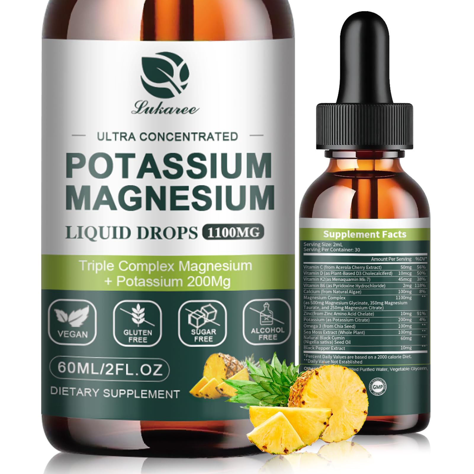 Amazon.com: Potassium Magnesium Supplement Liquid w/ 1100 mg Triple ...