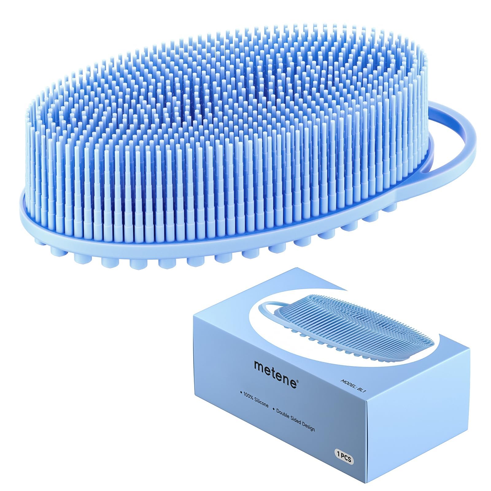 Amazon.com : Metene Silicone Exfoliating Body Scrubber with Loop, Body ...