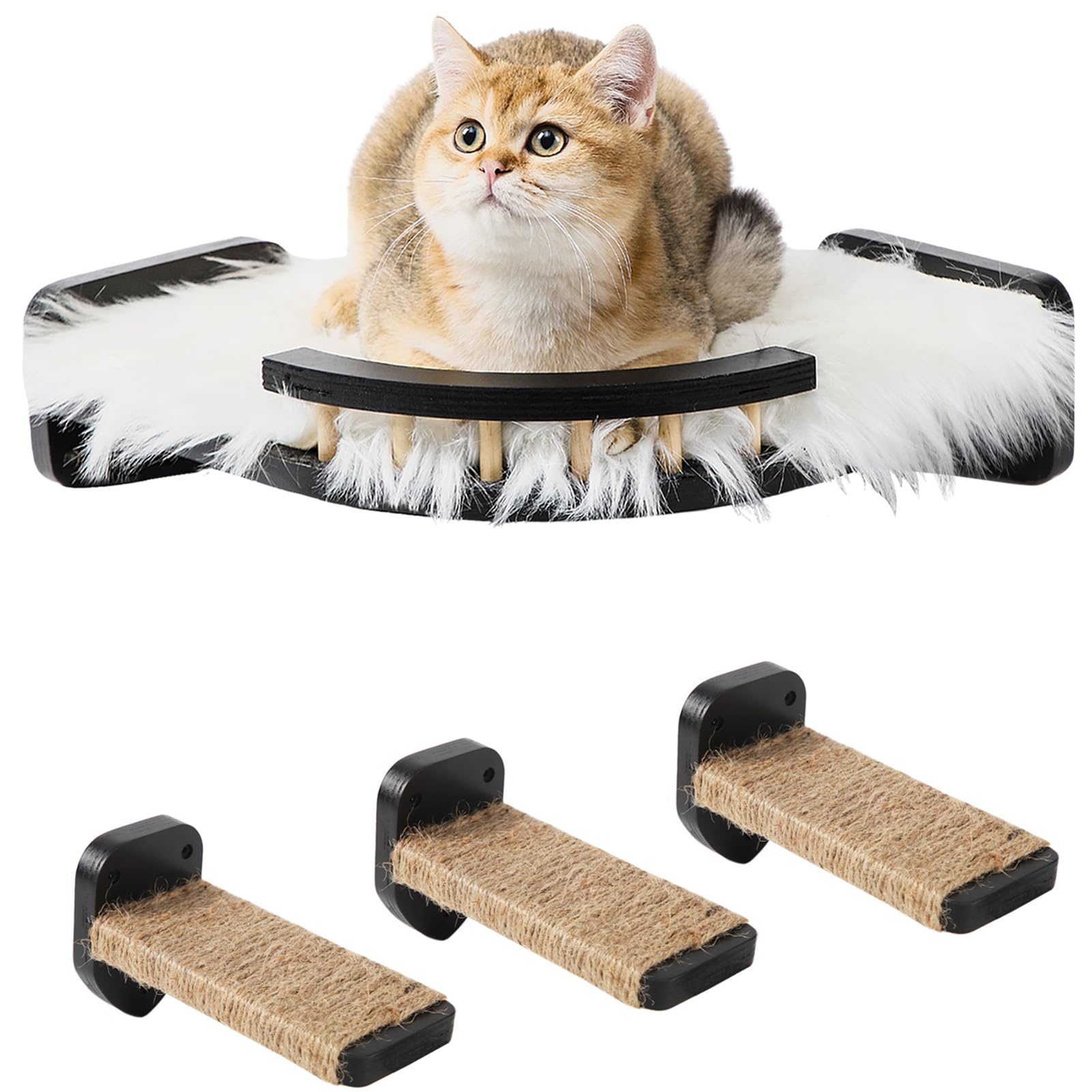 Cat Furniture Cat Wall Shelves W/Corner Shelf And 3 Steps, Easy Install ...