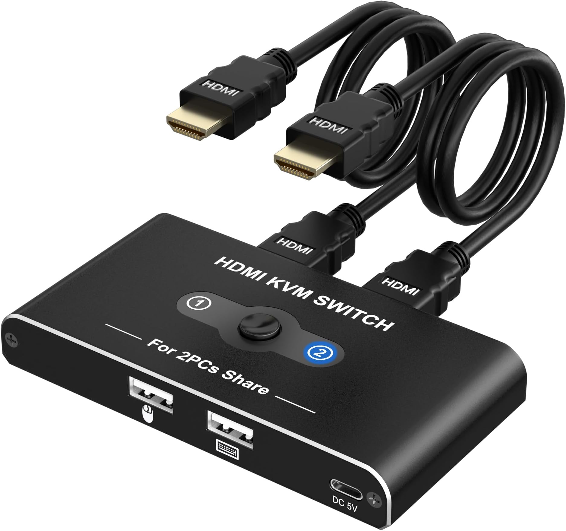 Amazon.co.jp: USB 切替器 KVMスイッチ HDMI 2入力1出力 パソコン2台モニター1台切り替え パソコン2台 キーボード/マウス/ディスプレイ1台共有できる切り替え器 ...