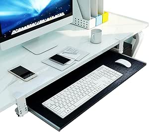 Amazon.com: Large Keyboard Tray Wooden 55/65/75cmx30cm Under Desk Pull ...