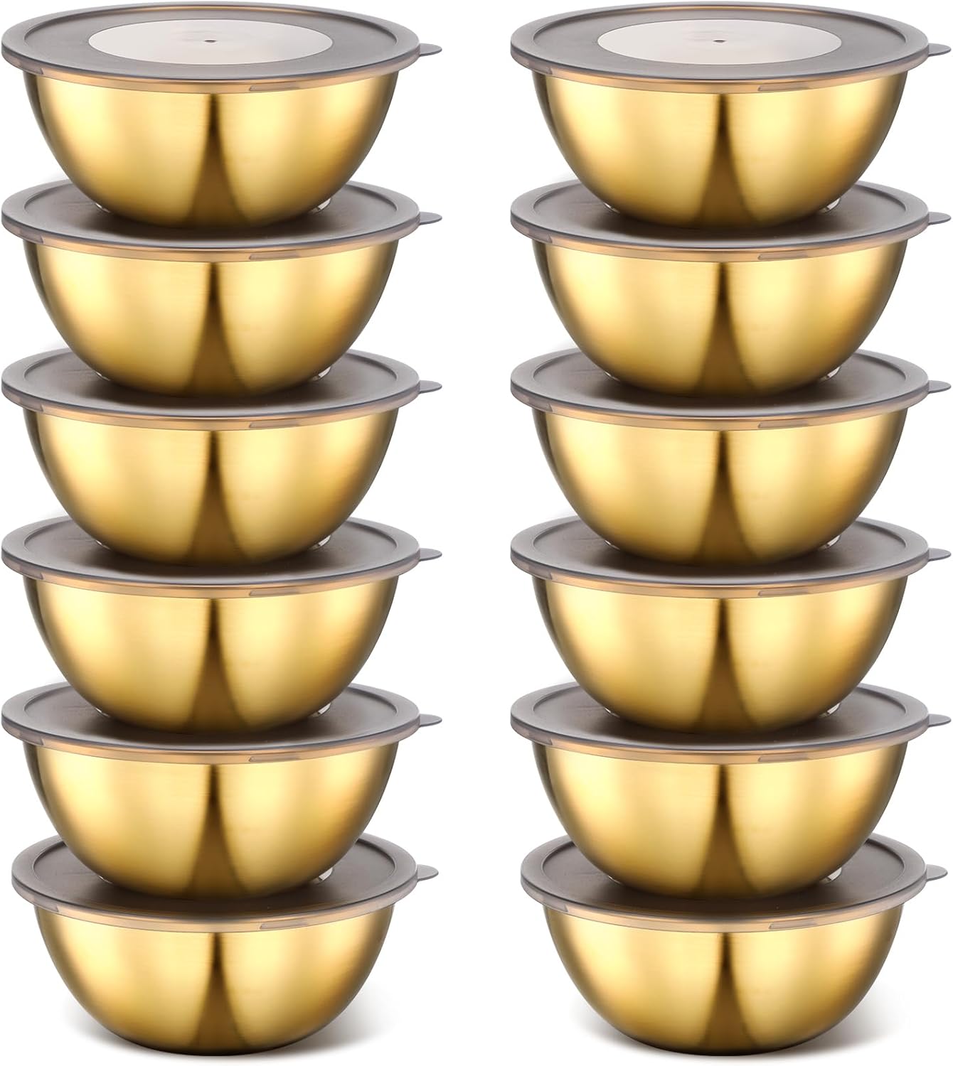Amazon.com: Nuogo 12 Pack 6.69 inches Gold Mixing Bowls with Airtight ...