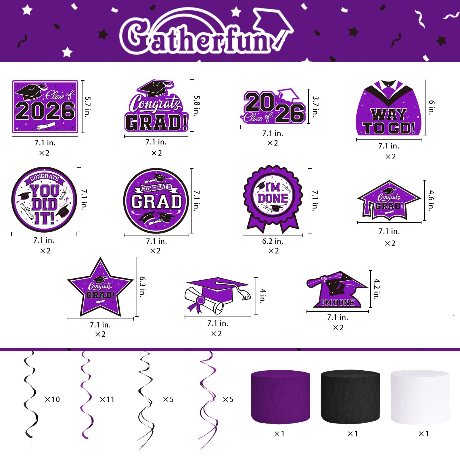 Snapklik.com : Purple Themed 2026 Graduation Decorations Set - Congrats ...