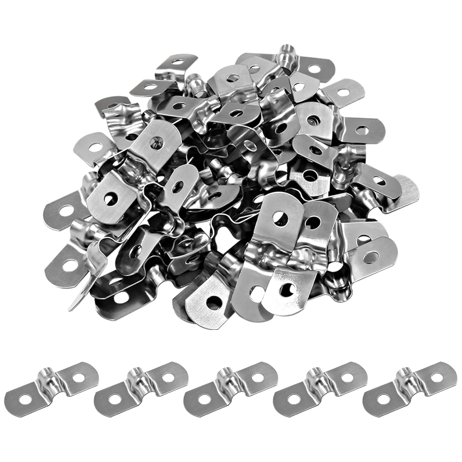Hordion 50Pcs 1/4" Two Hole Strap U Bracket, M5 Rigid Pipe Strap ...