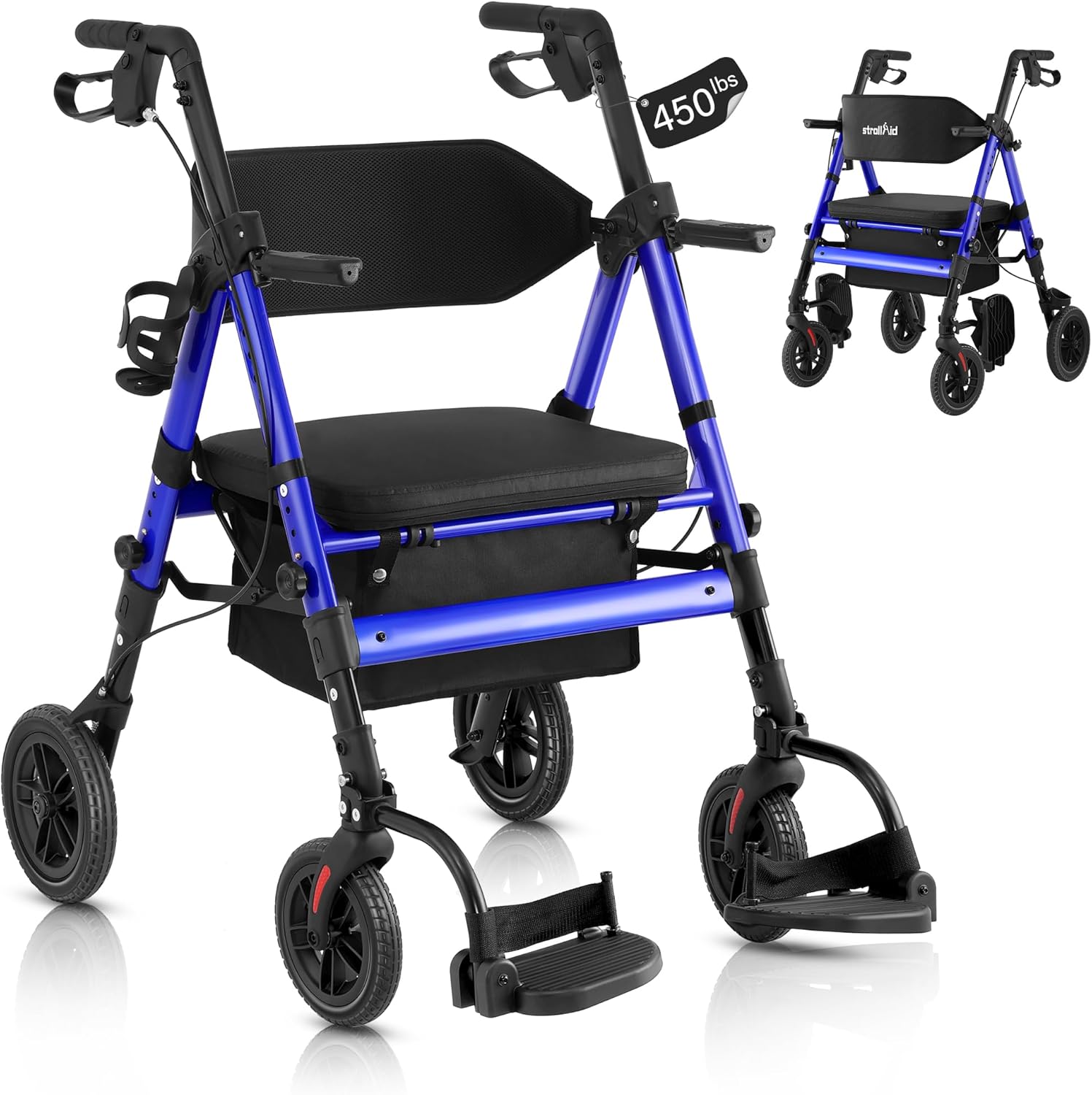 Amazon.com: StrollAid Rollator Walker with Seat, Walker Wheelchair ...
