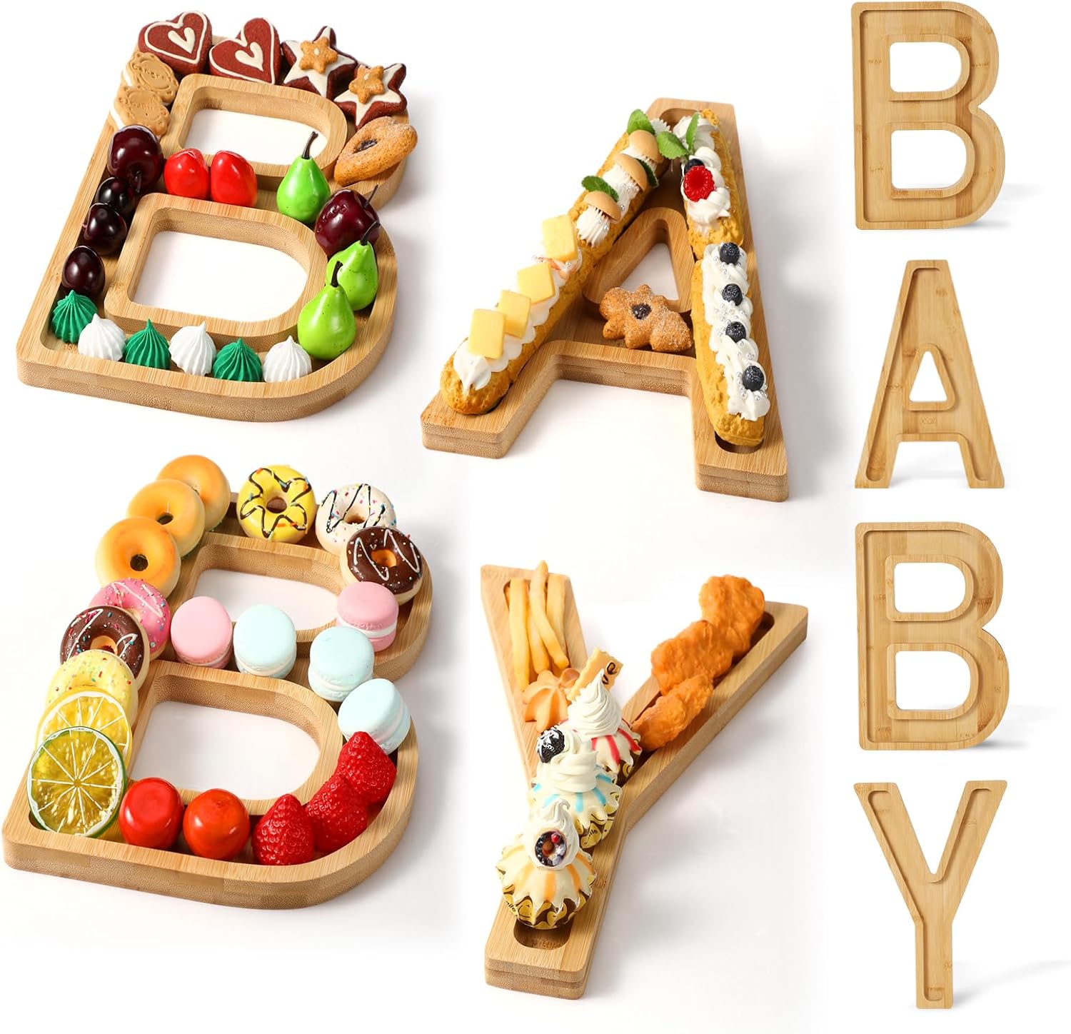Amazon.com: mzfoo 4 Pcs Baby Shower Wooden Charcuterie Baby Letter, 9 ...