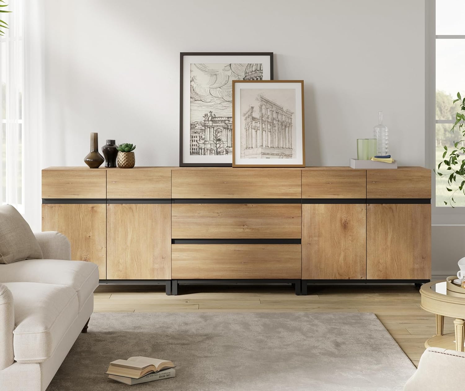 Amazon.com: WAMPAT Modern TV Stand for TVs up to 100 inch, 3 in 1 TV ...