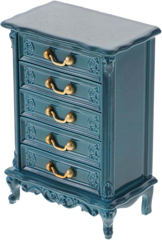 Amazon.com: Toyvian Dollhouse Cabinet Miniature Drawer Cabinet 1:24 ...