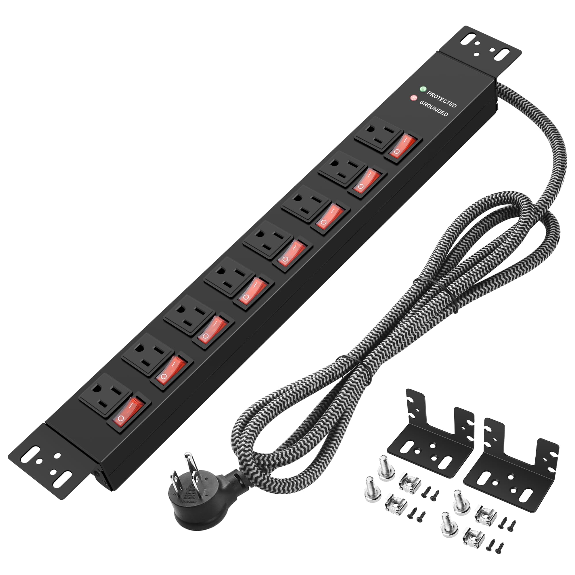 Amazon.com: Rack Mount Power Strips,8 Outlet Strips Surge Protector with Individual Switches ...