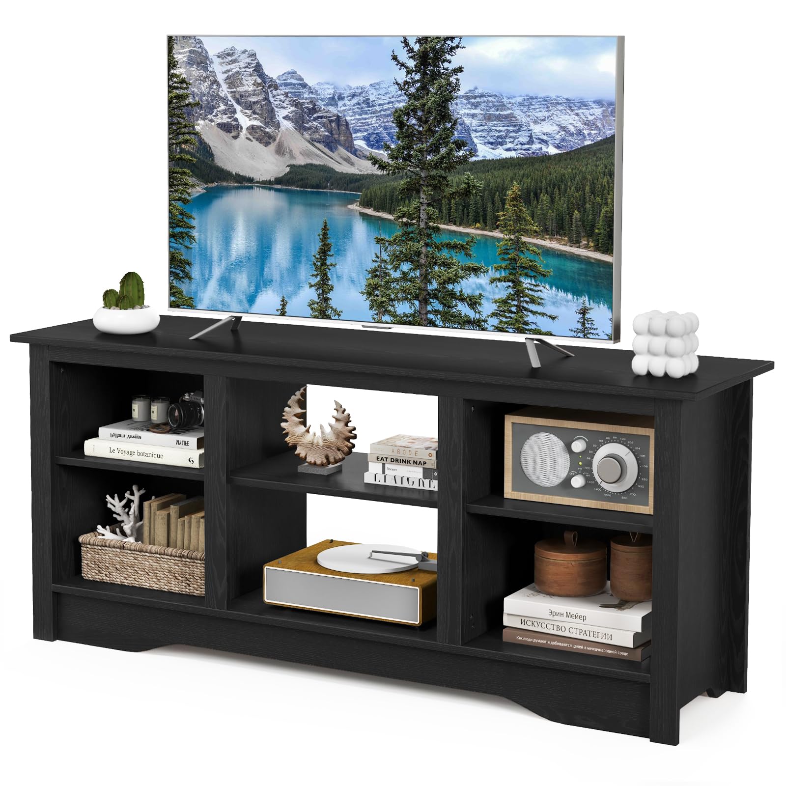 Amazon.com: Tangkula TV Stand for up to 65" Flat Screen TVs, 58" Media ...