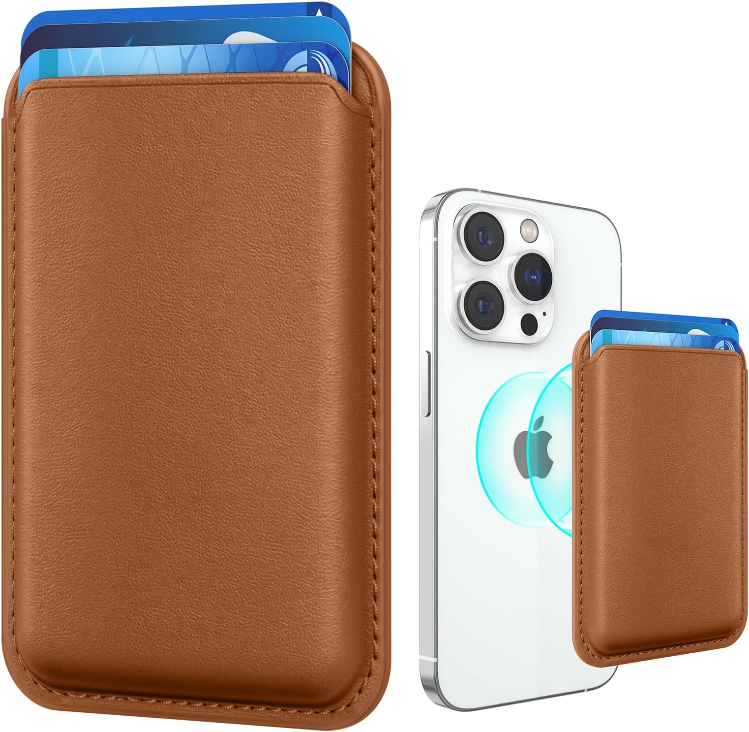 Amazon.com: Miroddi for MagSafe Wallet, Genuine Leather Magnetic Wallet ...
