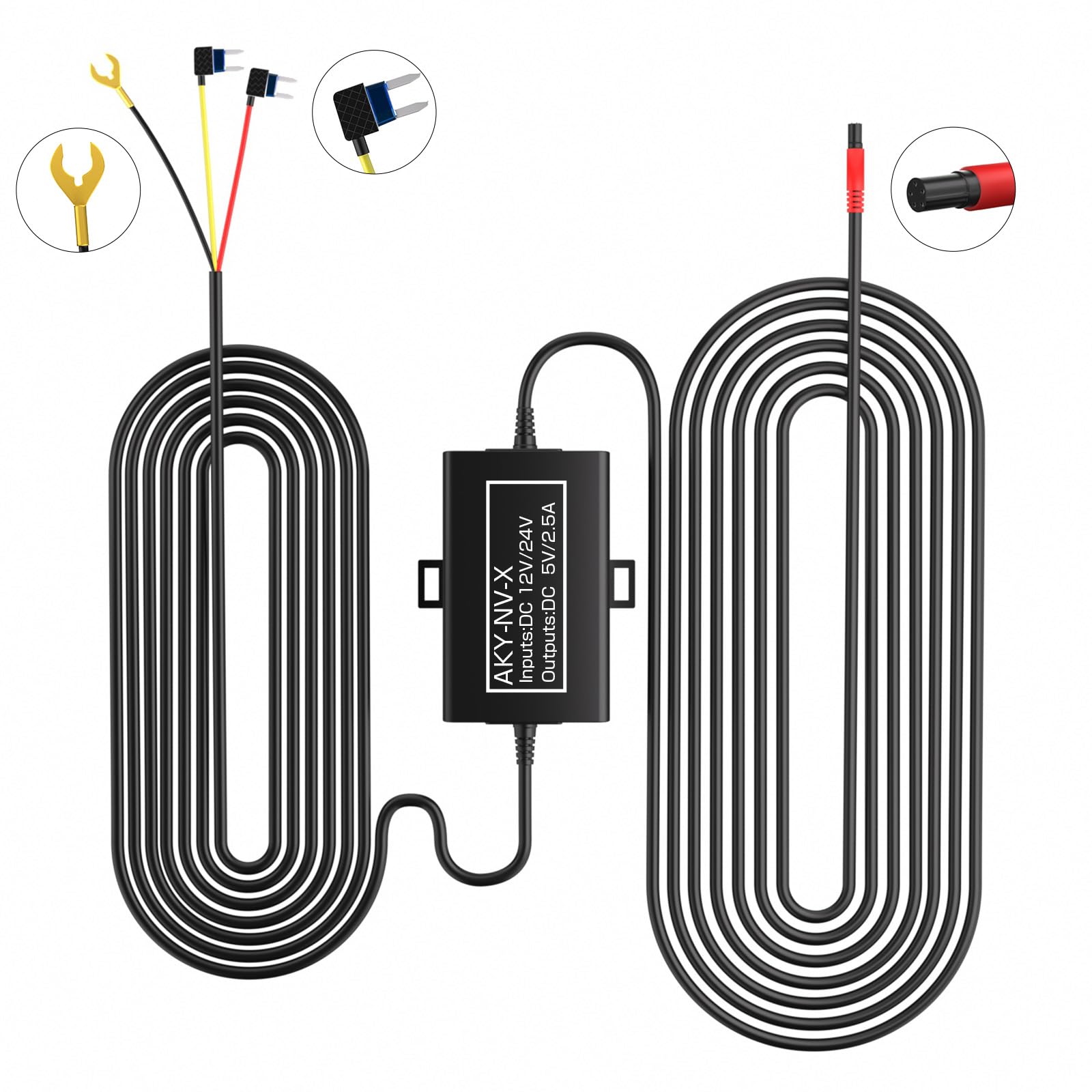Amazon.com: AKEEYO P1 Dash Cam Hardwire Kit, 7.5ft Hardwire Kit 12V-24V ...