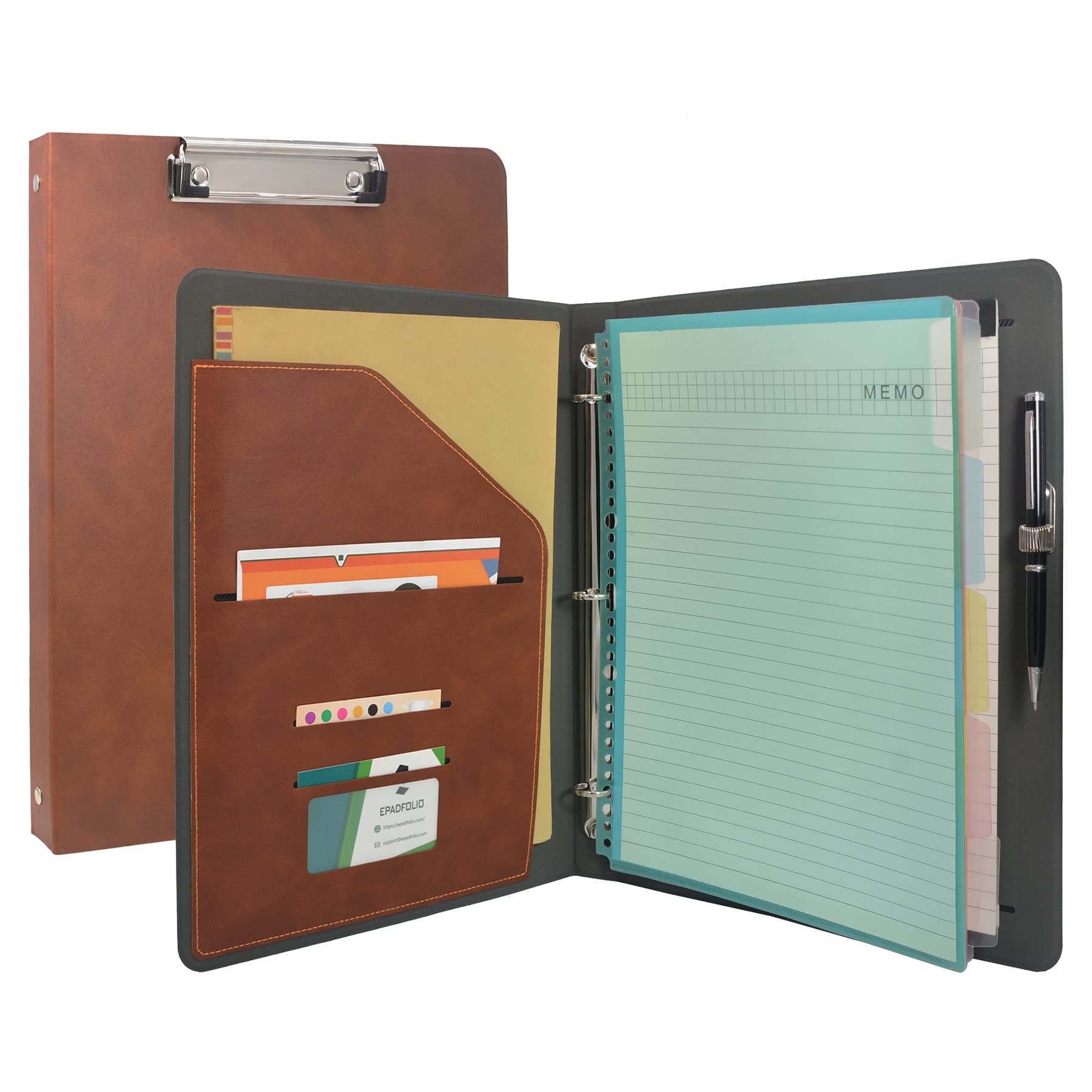 Amazon.com : 3 Ring Binder Padfolio Clipboard Case with Color File ...